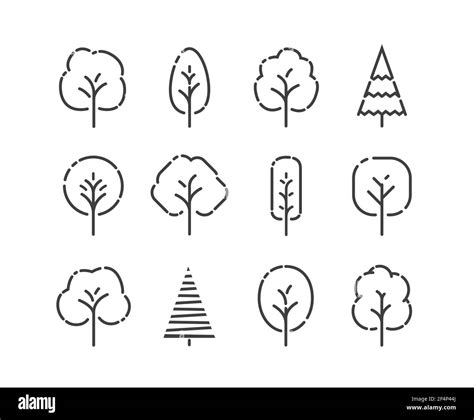 Tree Icons Set Nature Concept In Linear Style Vector Stock Vector Image Art Alamy