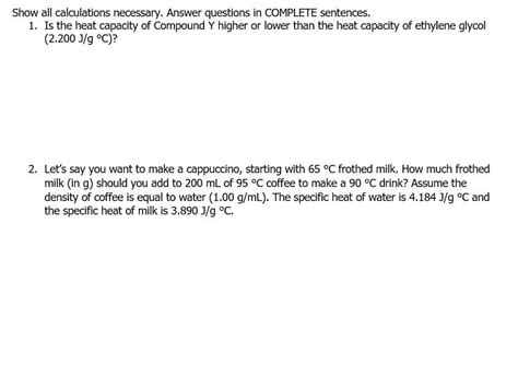 Solved Part Determining Specific Heat Capacity Of A Chegg