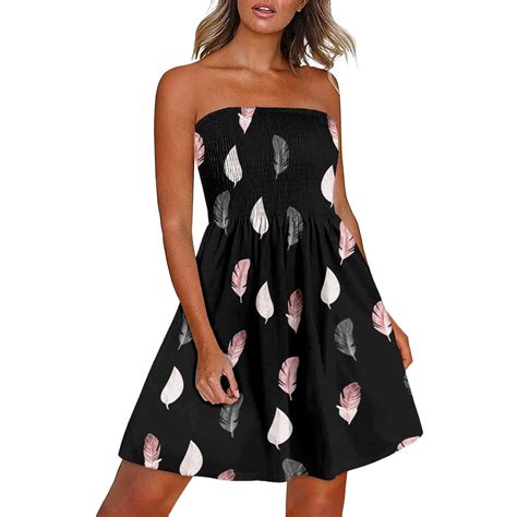 Dyegold Sun Dresses Women Summer Casual Sleeveless Sexy Tube Strapless
