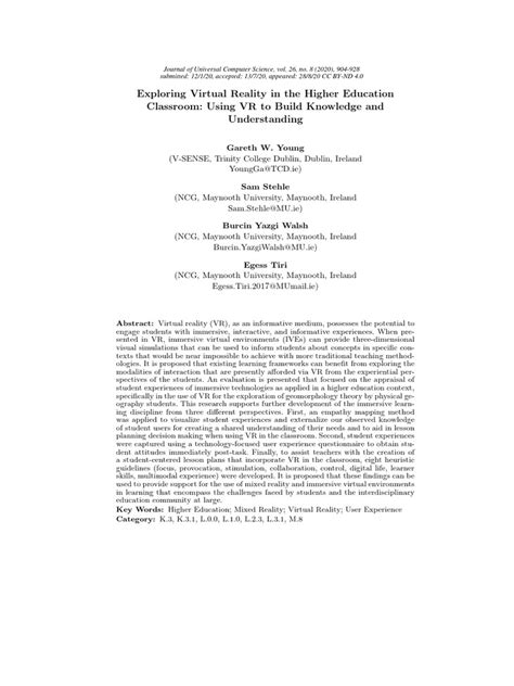 Exploring Virtual Reality In The Higher Education Pdf Virtual Reality Learning