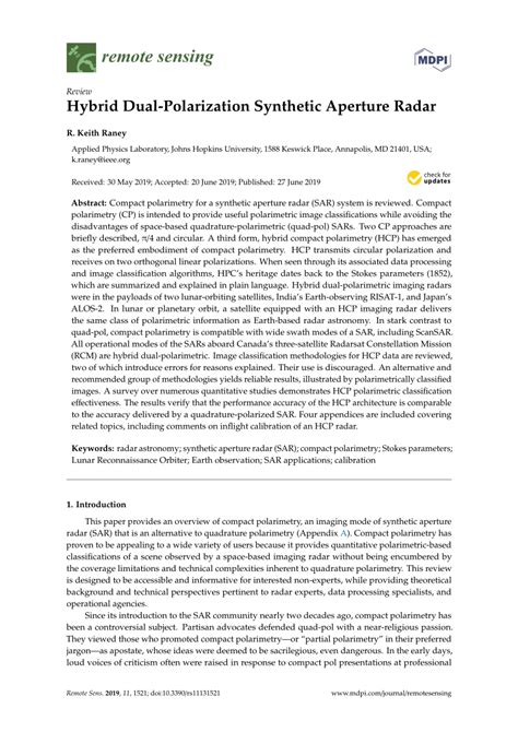 Pdf Hybrid Dual Polarization Synthetic Aperture Radar