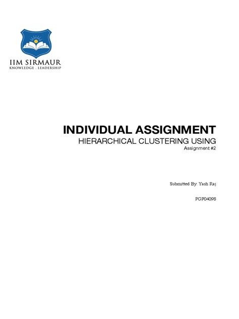 individual assignment hierarchical clustering using pdf