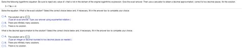 solved solve the following logarithmic equation be sure to