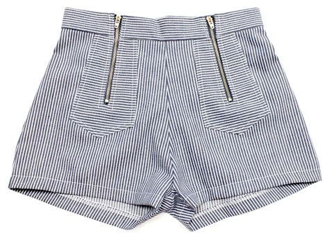 Conductor Stripe Shorts With Sailor Front Zipper High Waisted Short