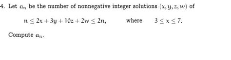 solved 4 let an be the number of nonnegative integer