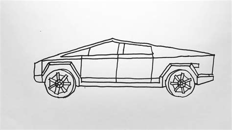 How To Draw Tesla Cybertruck Pickup Basit Tesla Cybertruck Pikap