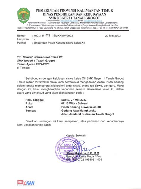 Undangan Perpisahan Untuk Siswa Kelas Xii Pdf