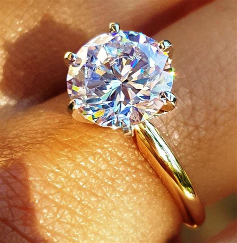 3ct Lab Created Diamond Round Cut Solitaire Engagement Ring 14k Yellow