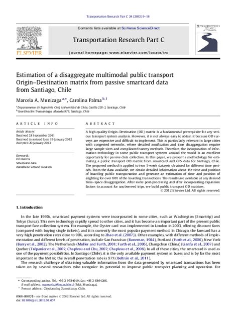 Pdf Estimation Of A Disaggregate Multimodal Public Transport Origindestination Matrix From