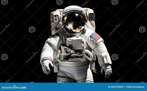 Portrait Of Astronaut Floating In Space Front View On Spacesuit Technology Stock Illustration