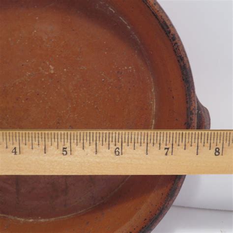 Early Ooak Antique Pa Redware 8 Pie Plate Rare With Handles Primitive Exc 4582049532
