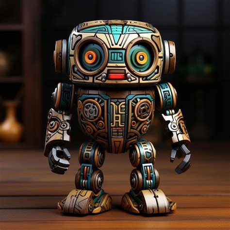 Premium Ai Image Stylized Wooden Robot