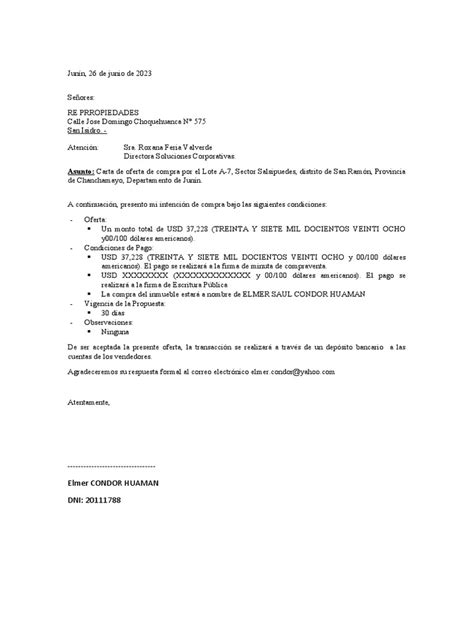 Carta De Oferta Pdf