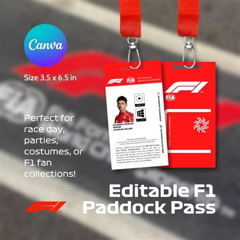 Editable F1 Paddock Pass Double Sided Template Etsy Uk In 2024 Vip Card Race Car Party