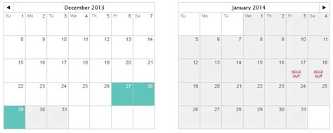 Javascript Calendar Custom Date Range Selection With Adding Soldold