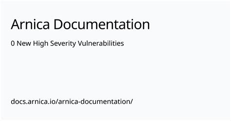0 New High Severity Vulnerabilities Arnica Documentation
