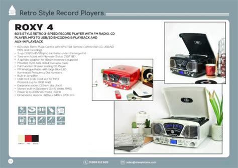 Steepletone Roxy Retro Style Record Player Cream Park Avenue Tware
