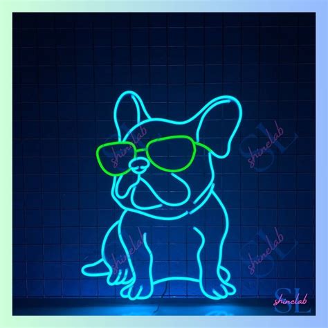 Shinelab French Bulldog Neon Light French Bulldog With Sunglasses Led