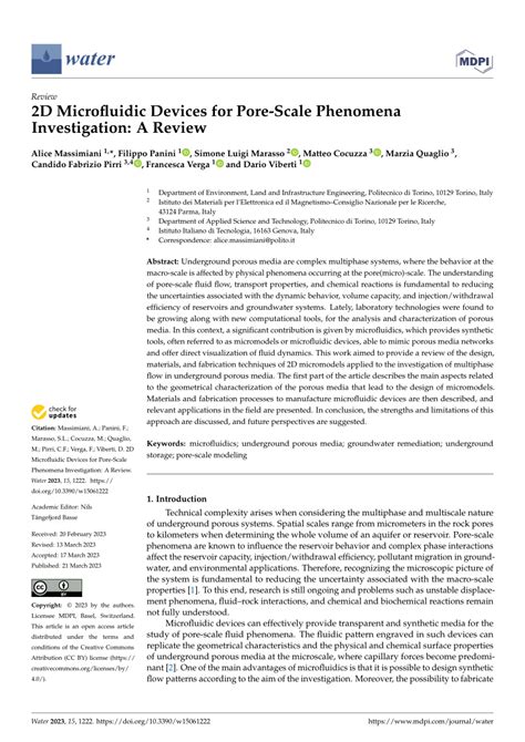 Pdf 2d Microfluidic Devices For Pore Scale Phenomena Investigation A