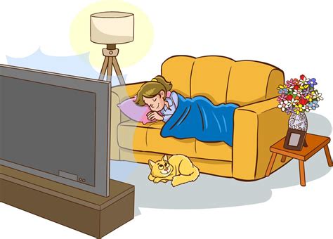 Cartoon Girl Sleeping On Couch