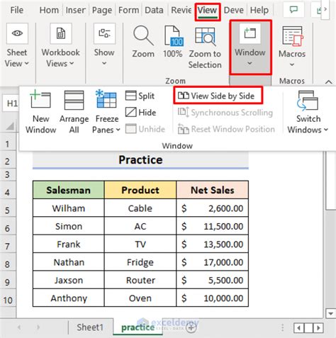 How To Enable Side By Side View With Vertical Alignments In Excel