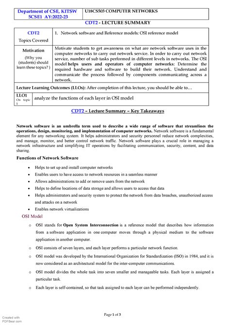 cn cdt2 summary 5cse1 dffsdd department of cse kitsw 5cse1 ay 2022
