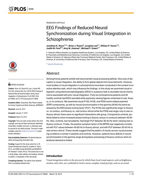 pdf eeg findings of reduced neural synchronization during visual