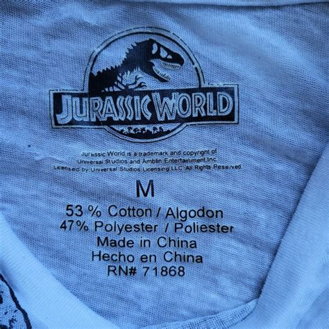 Jurassic World T Rex Dinosaur White Light Short Sleev Gem