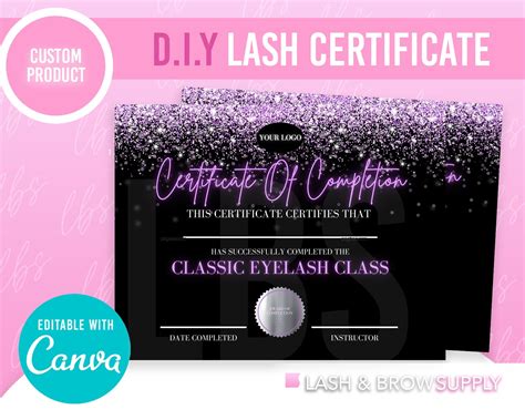 Eyelash Certificate Lash Certificate Lash Tech Etsy Uk
