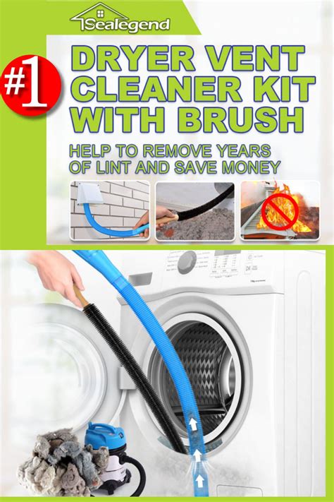 Sealegend 2 Pieces Dryer Vent Cleaner Kit And Dryer Lint Brush Vacuum Hose Attachment Brush Lint