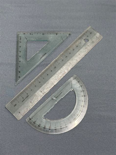 Light Blue Ruler Protractor And Set Square Set On Carousell
