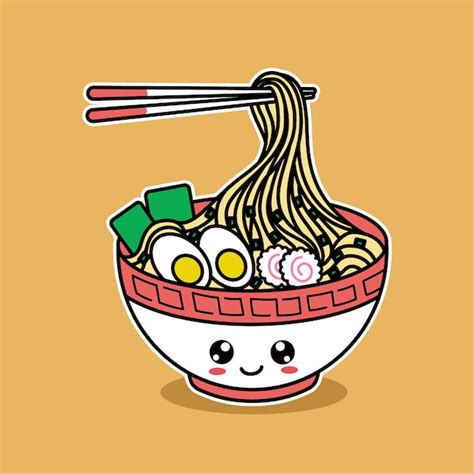 Premium Vector Cute Kawaii Ramen Vector Illustration