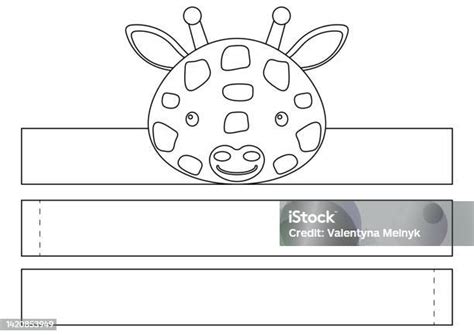 인쇄 가능한 기린 종이 크라운 생일 크리스마스 베이비 샤워를위한 Diy 컷 파티 리본 템플릿 엔터테인먼트를위한 재미있는 액세서리 인쇄 색상 컷 및 접착제 벡터 스톡