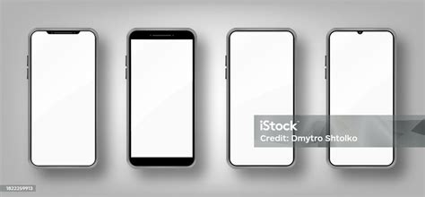 다양한 사실적인 스마트폰 모형 세트입니다 빈 디스플레이가 있는 휴대폰 프레임 3차원 형태에 대한 스톡 벡터 아트 및 기타 이미지 3차원 형태 Brand Name