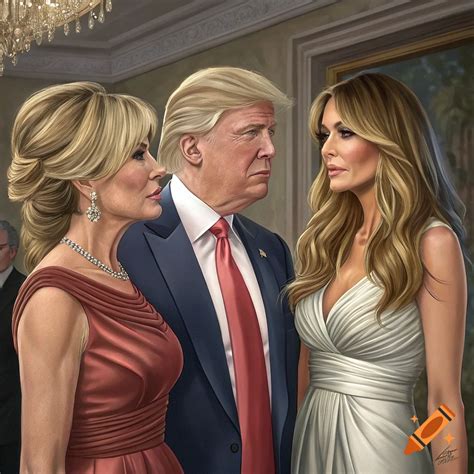 Portraits Of Donald Trump Marla Maples And Melania Trump In Formal