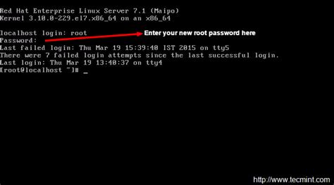 Single User Mode Resetting Recovering Forgotten Root User Account Password In RHEL CentOS