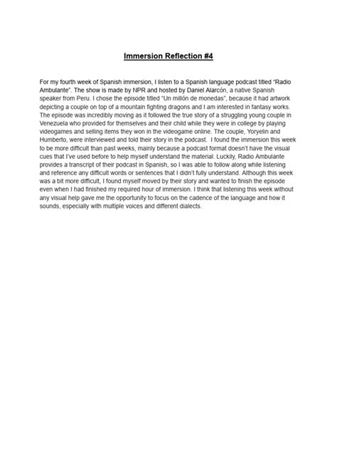 Immersion Reflection 4 Pdf