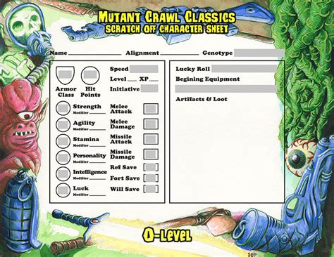Over The Brick Mutant Crawl Classics 0 Level Scratch Character Sheets