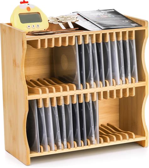 Areajd Retro Walnut Colored Mdf Cd Holder Desk Rack