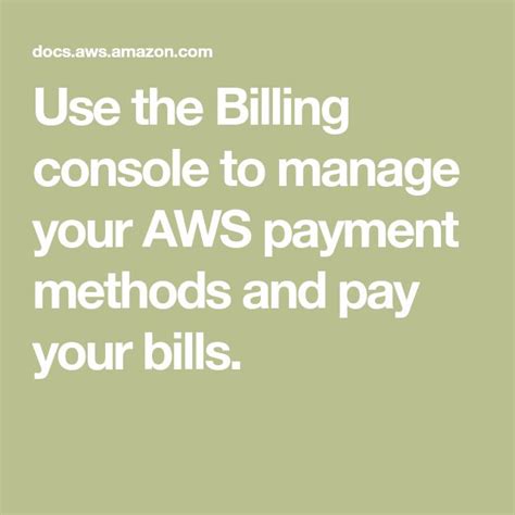 Aws Billing Management And Payment Methods Aws Billing Management And Payment Methods