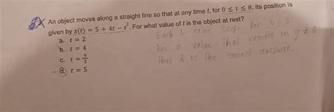 Solved An Object Moves Along A Straight Line So That At Any