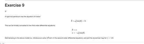 Solved A Rigid Rod Pendulum Has The Equation Of Motion