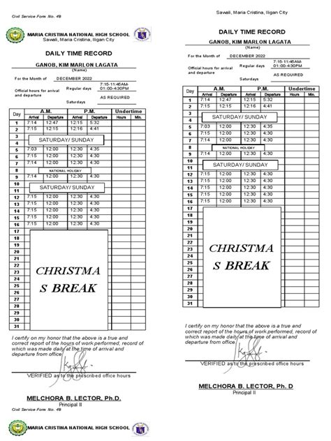 Dtr Form December 2022 Pdf