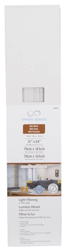 Simple Spaces Fwmb 12 31 X 64 Inch White Faux Wood Cordless Blind At