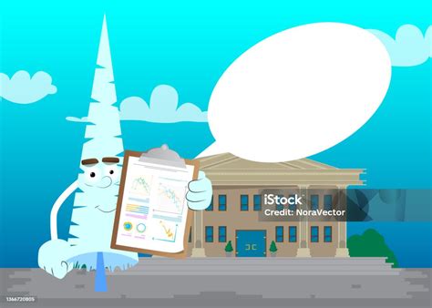 만화 겨울 소나무와 얼굴은 금융 보고서를 보여줍니다 귀여운 숲 나무 소나무 만화 캐릭터에 눈 재미있는 휴일 벡터 일러스트 가공의 인물에 대한 스톡 벡터 아트 및 기타 이미지