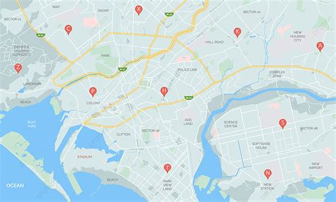 Urban Detailed Map Vector Illustration Of City With Beach Port