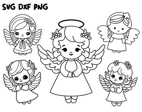 Cute Angels Illustrations Svg Png Dxf Cute Angels Files For Cricut