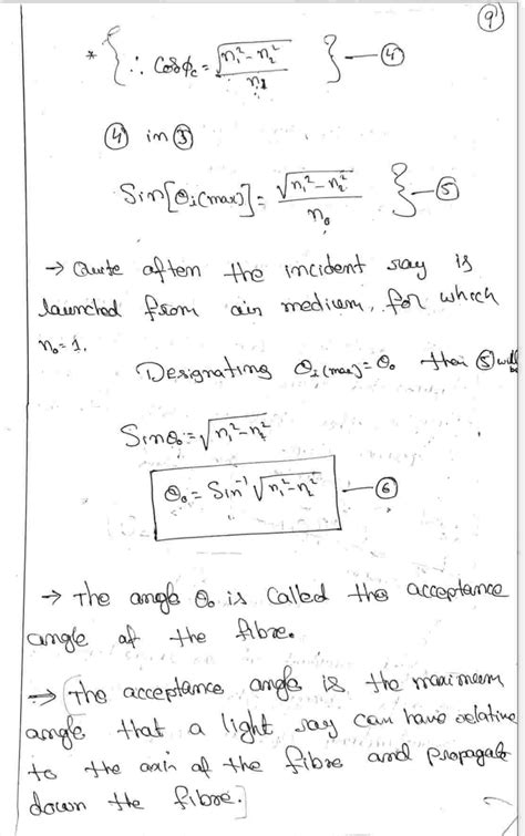 Acceptance Angle And Accepting Cone Hand Written Notes In  Format
