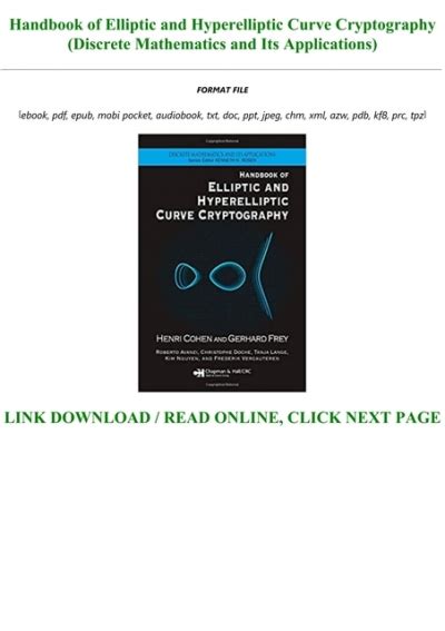 [ebook] Handbook Of Elliptic And Hyperelliptic Curve Cryptography Discrete Mathematics And