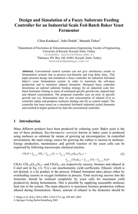 Pdf Design And Simulation Of A Fuzzy Substrate Feeding Controller For An Industrial Scale Fed